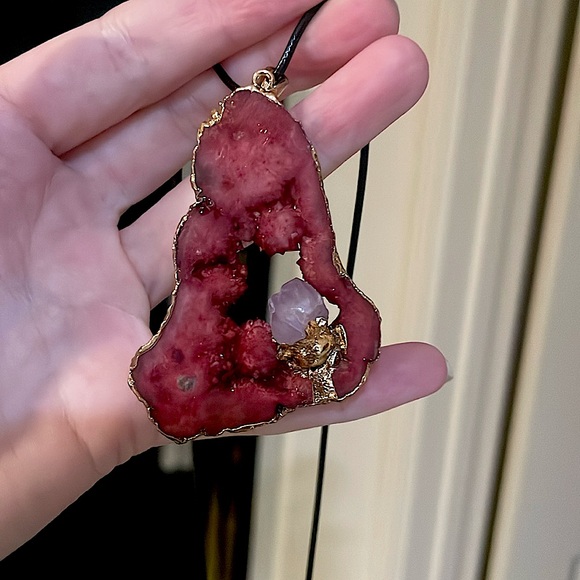 Hand Crafted | Jewelry | Red Geode Amethyst Necklace | Poshmark